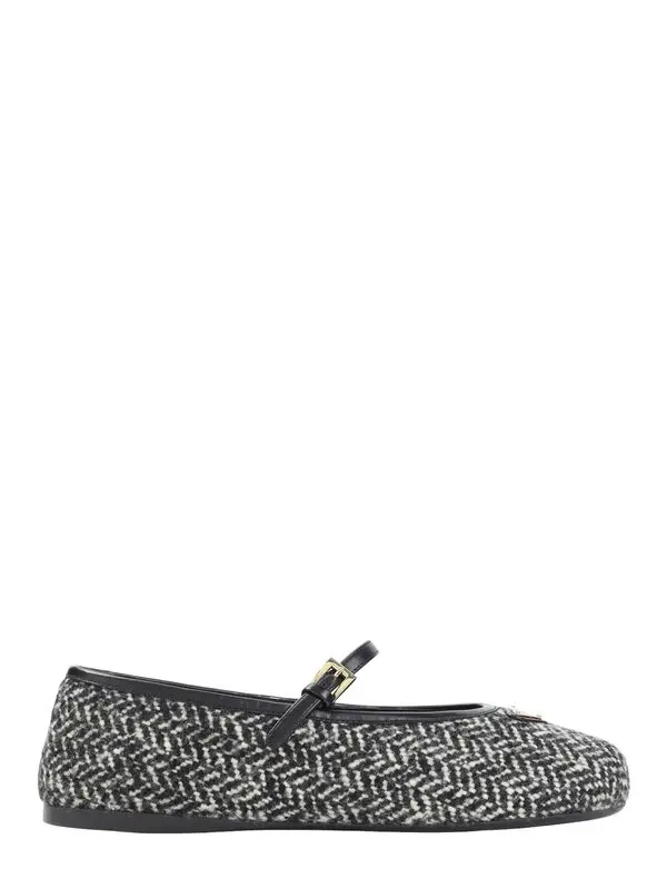 Prada Textured Wool Mary Jane Ballerinas - White