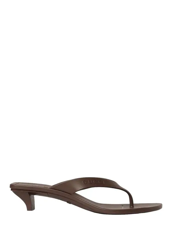 Gucci Vittoria Rubber Thong Sandals With Low Heel - Brown