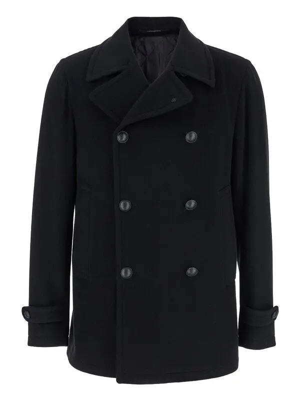 Tagliatore Coat With Button Closure And Welt Pockets In Wool - Black
