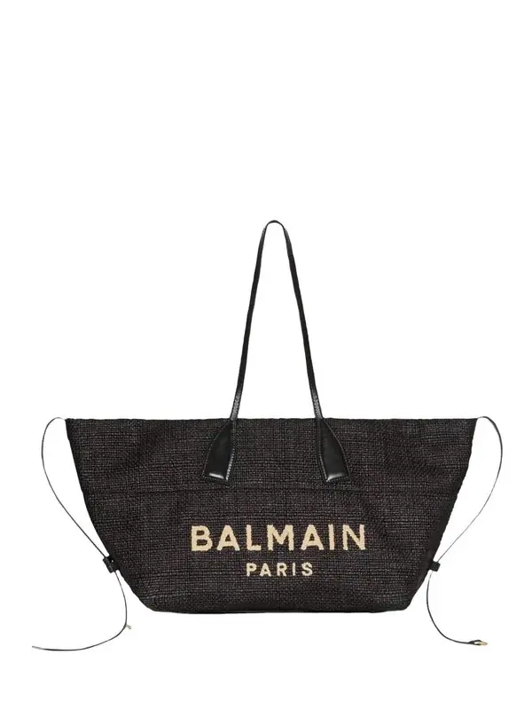 Balmain Track Tote Bag With Embroidery - Black