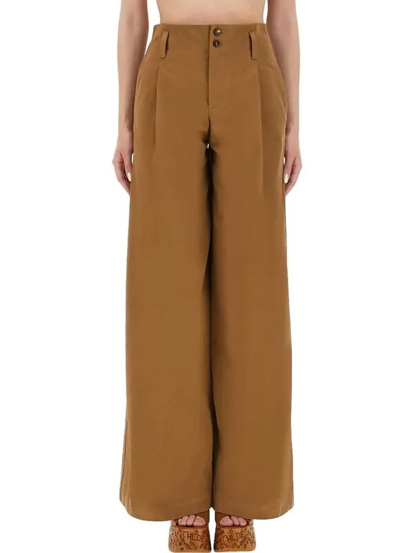 Chloé Wide Leg Trousers - Brown