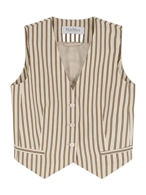 Max Mara Striped Cotton And Silk Vest - Cream