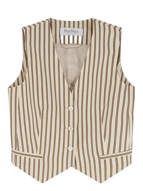 Max Mara Striped Cotton And Silk Vest - Cream
