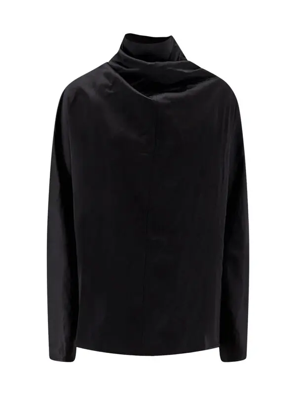 TOTEME Cowl Neck Viscose And Linen Shirt - Black