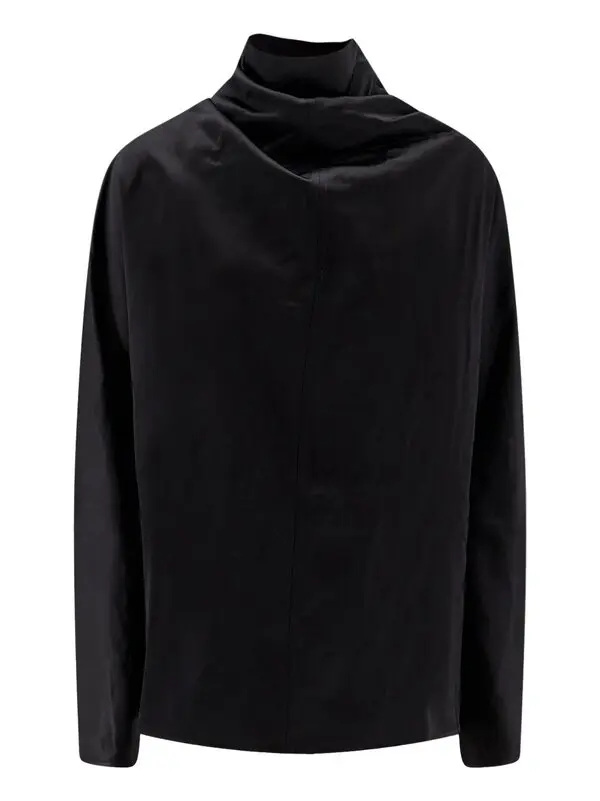 TOTEME Cowl Neck Viscose And Linen Shirt - Black