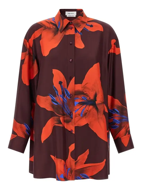 Alexander McQueen Flame Lily Silk Twill Shirt - Multicolor