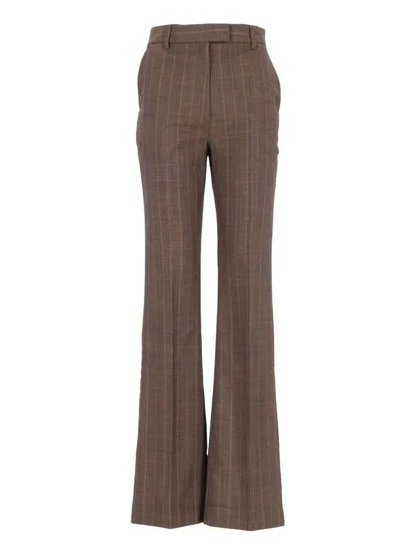 GANNI Pinstriped Wool Trousers - Brown