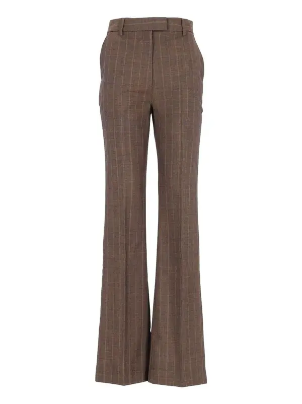 GANNI Pinstriped Wool Trousers - Brown