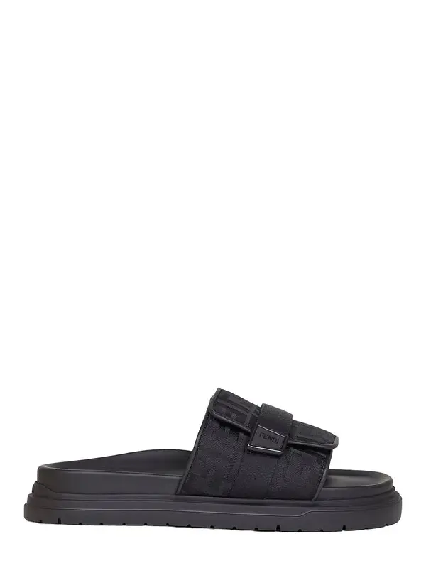 Fendi Black Chunky Slides - Multicolor