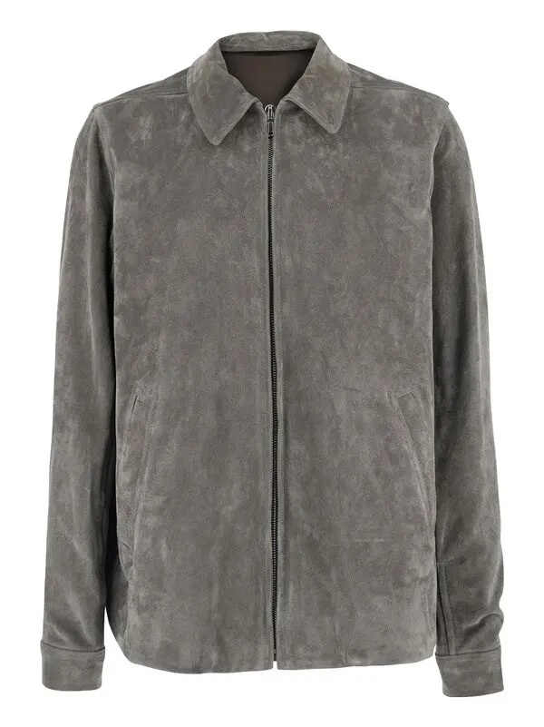 Rick Owens Brad Suede Jacket With Classic Collar - Multicolor