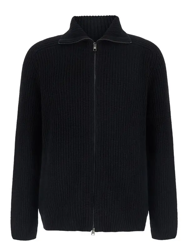 Tagliatore Zip-up Wool Blend Cardigan - Black