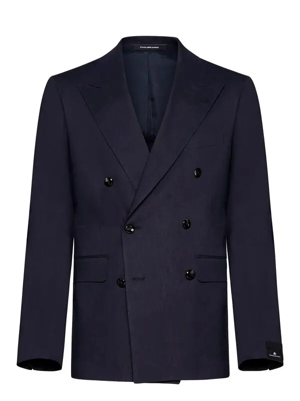 Tagliatore Linen And Wool-blend Double-breasted Blazer - Multicolor