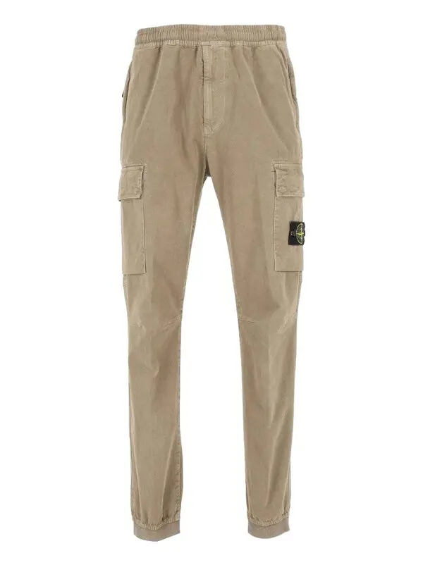Stone Island Vintage-effect Stretch Trousers - Green