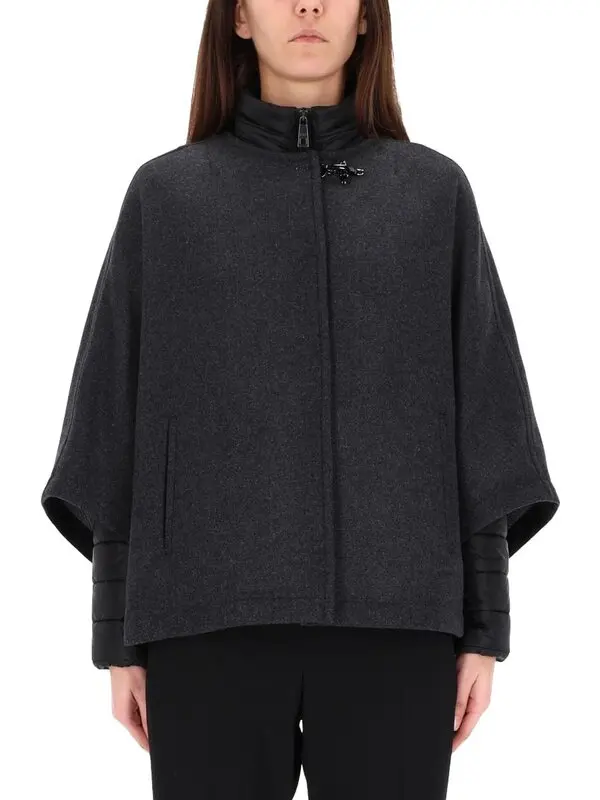 FAY Double Face Wool Cape - Gray