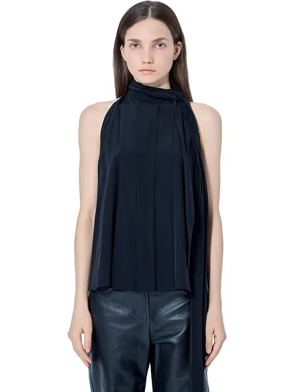 Max Mara Pleated Halter Top - Black