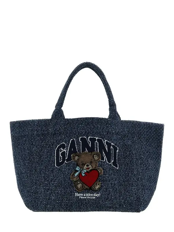GANNI Medium 'bear' Shopping Bag - Blue