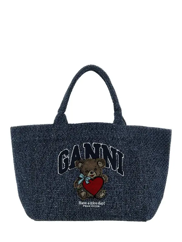 GANNI Bear Shopping Bag - Blue