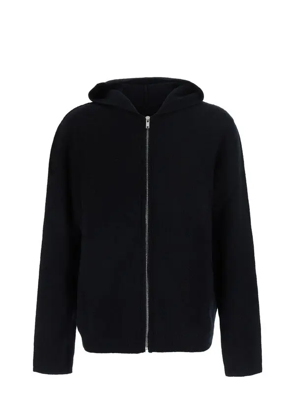 Rick Owens Black Hooded Sweatshirt With Fixed Hood And Front Zip Closure In Cotton For - Multicolor