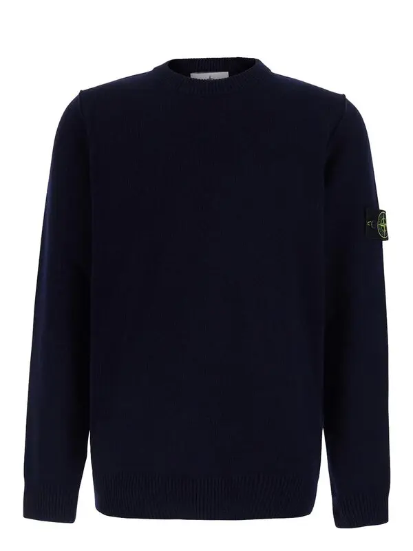 Stone Island Wool Crewneck Sweater With Logo Patch - Multicolor