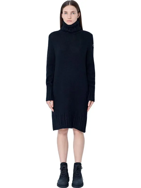 Moncler Turtleneck Knit Dress - Black