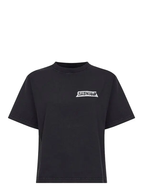 Balenciaga Faded Black Masking Tape T-shirt Medium Fit - Multicolor