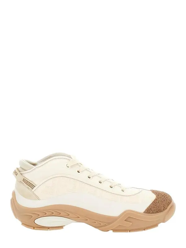 Fendi Cotton Mid Top Sneakers With Shadow Motif - Multicolor