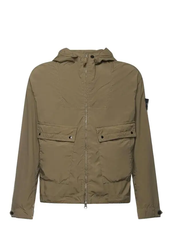 Stone Island Canvas Hooded Jacket - Green