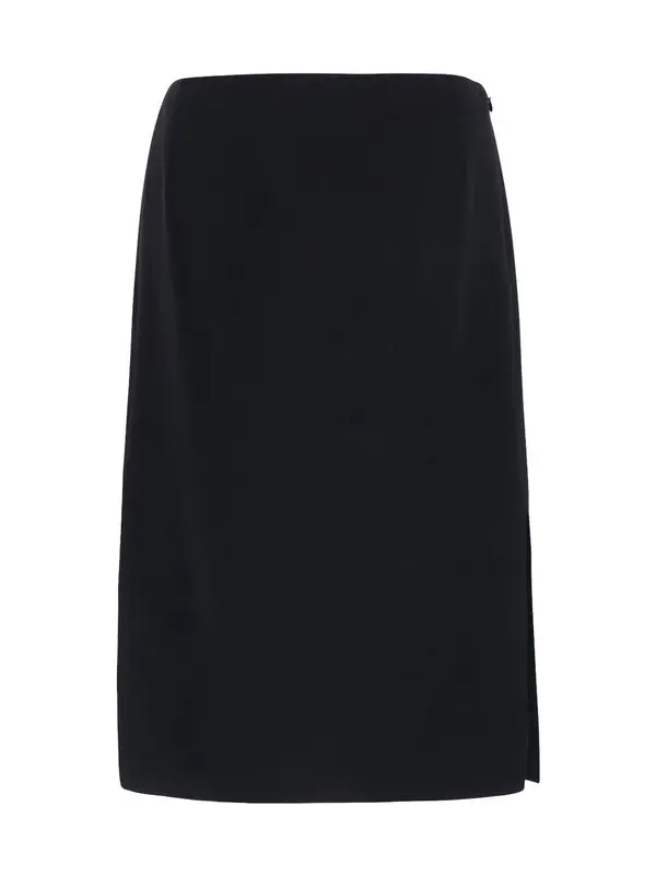 Fendi Black Skirt With Side Zip Closure In Wool And Silk Blend - Multicolor