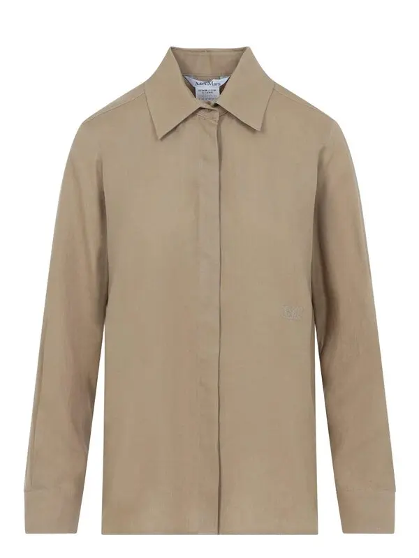Max Mara Falasco Linen M Logo Shirt - Multicolor