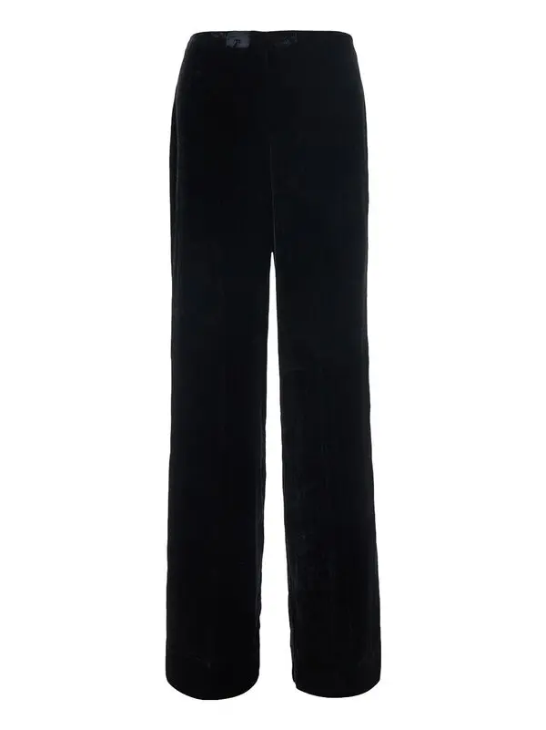 P.a.r.o.s.h Oversized Pants With Side Zip Closure In Velvet For - Black