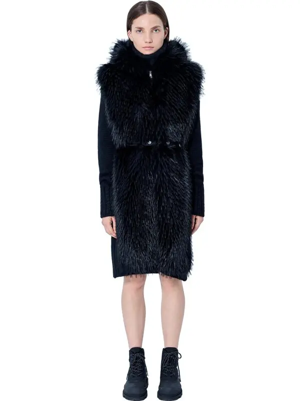 Moncler Textured Wool-blend Coat - Black