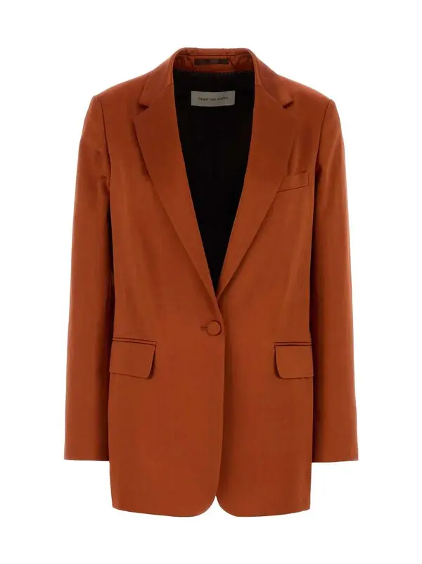 Dries Van Noten Copper Satin Blanchet Blazer - Orange