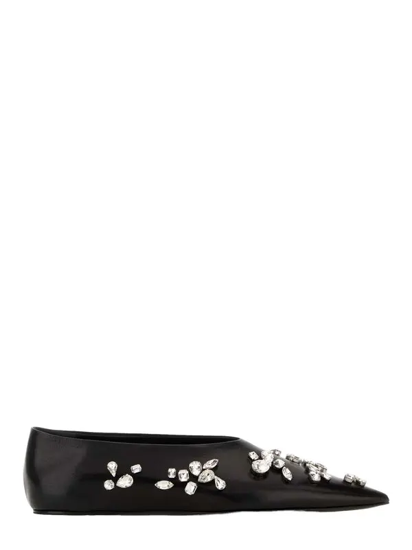 JIL SANDER Leather Ballerinas - Black