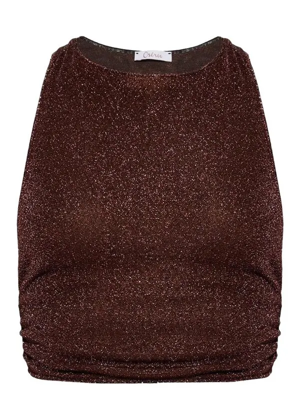 Oseree Lumière Cropped Top - Brown
