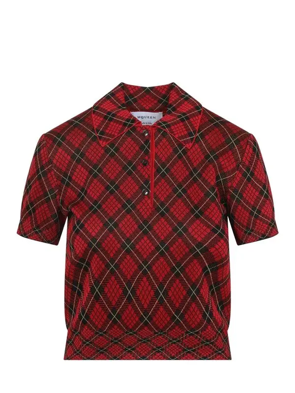 Alexander McQueen Microcheck Polo - Red