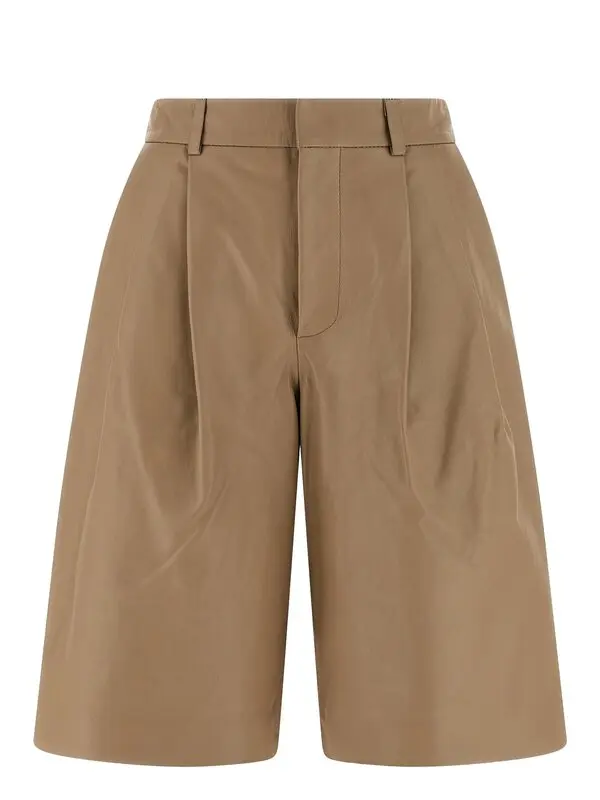 YVES SALOMON Nappa Leather Bermuda Shorts - Cream