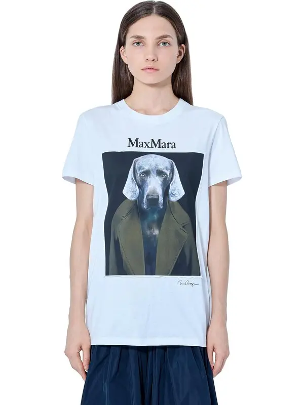 Max Mara Graphic Print Cotton T-shirt - White
