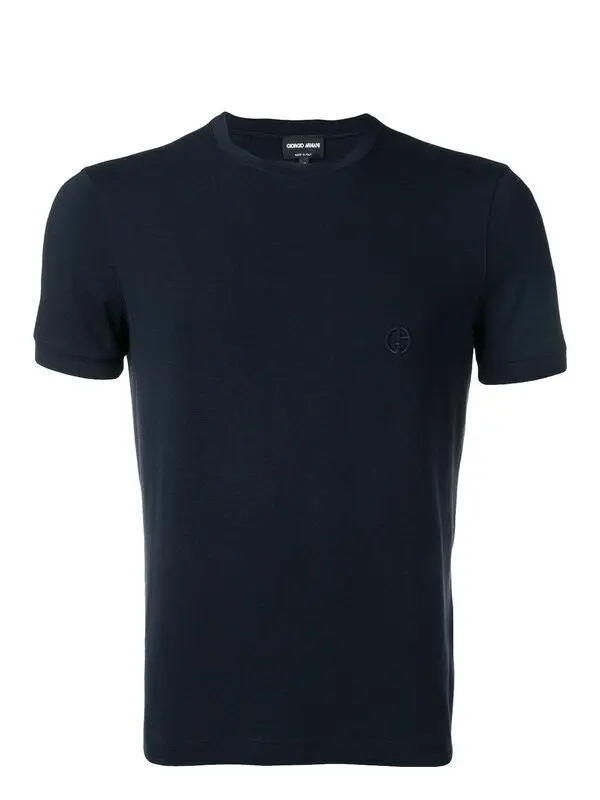 Giorgio Armani Stretch Viscose Jersey Crew Neck T-shirt - Blue