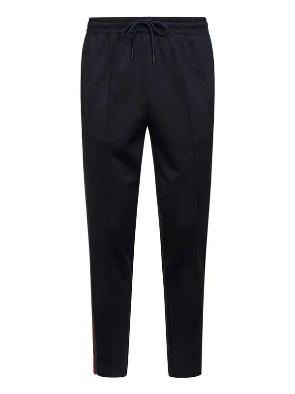 Gucci Dark Blue Technical Jersey Jogging Trousers With Web - Multicolor