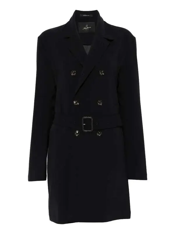 MONTECORE Double-breasted Coat With Belt - Blue
