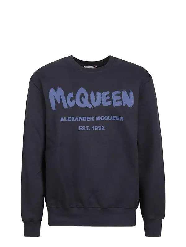 Alexander McQueen Cotton Logo Sweatshirt - Blue
