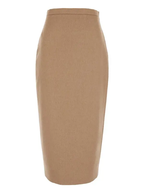 Max Mara Beige Skirt With Slit And Back Closure In Wool For - Multicolor