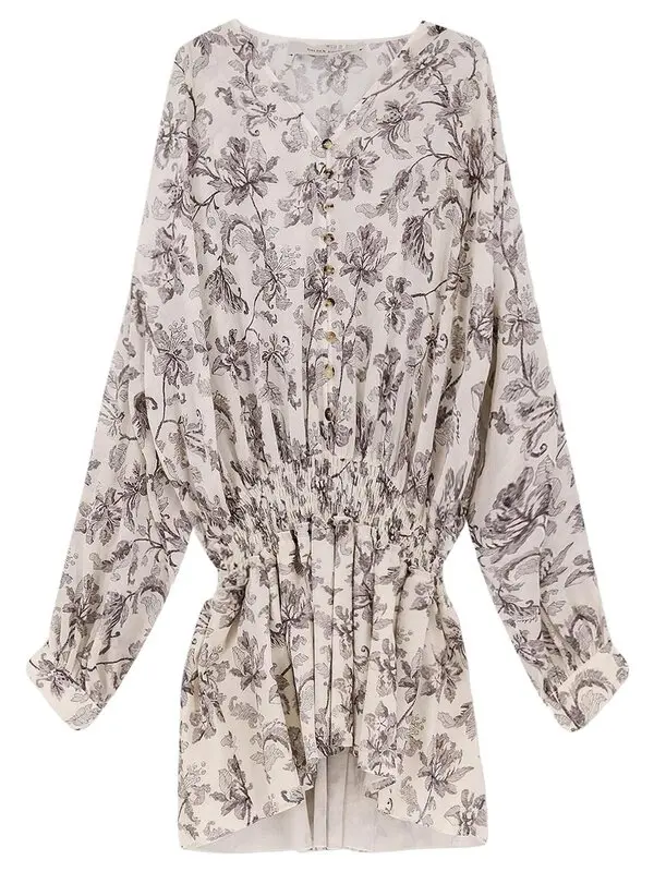 GOLDEN GOOSE Short Cotton Dress With Floral Pattern - Multicolor