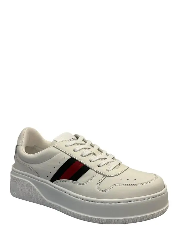 Gucci Leather Lace-up Sneakers - White