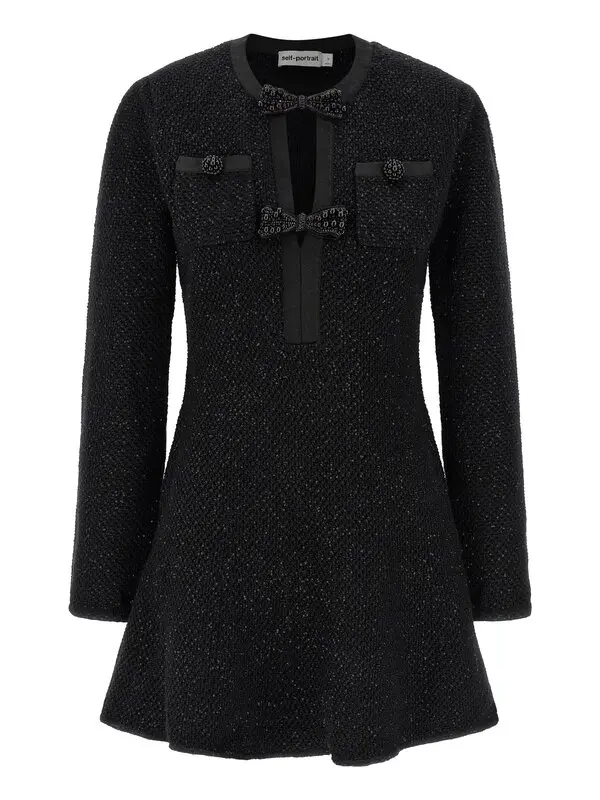 SELF-PORTRAIT Sequin Knit Mini' Dress - Black