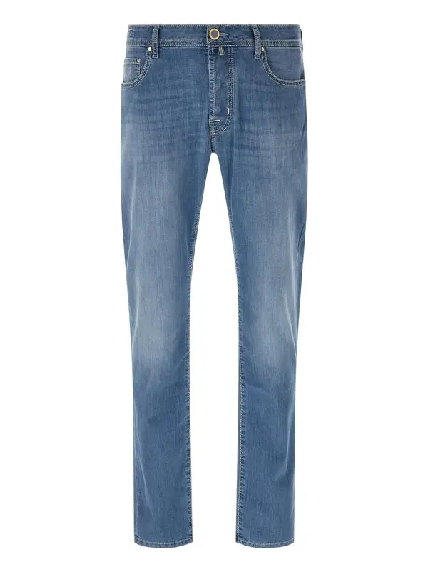 Jacob Cohen Bard Stonewashed Cotton Blend Jeans - Blue