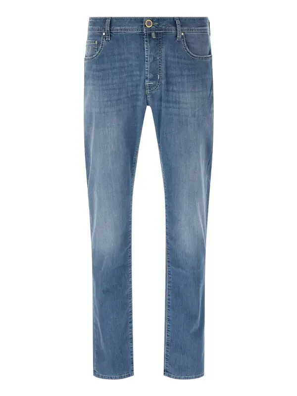 Jacob Cohen Bard Stonewashed Cotton Blend Jeans - Blue