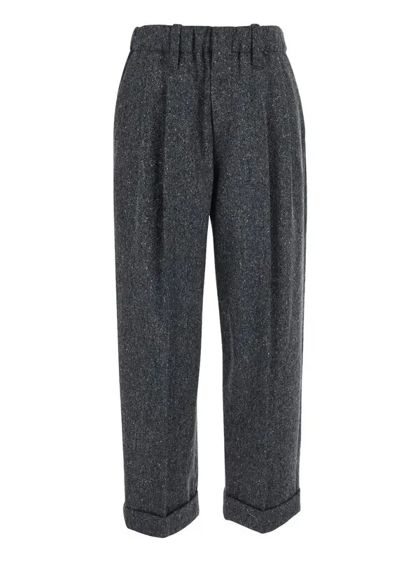 Brunello Cucinelli Wool Blend Pleated Trousers - Multicolor