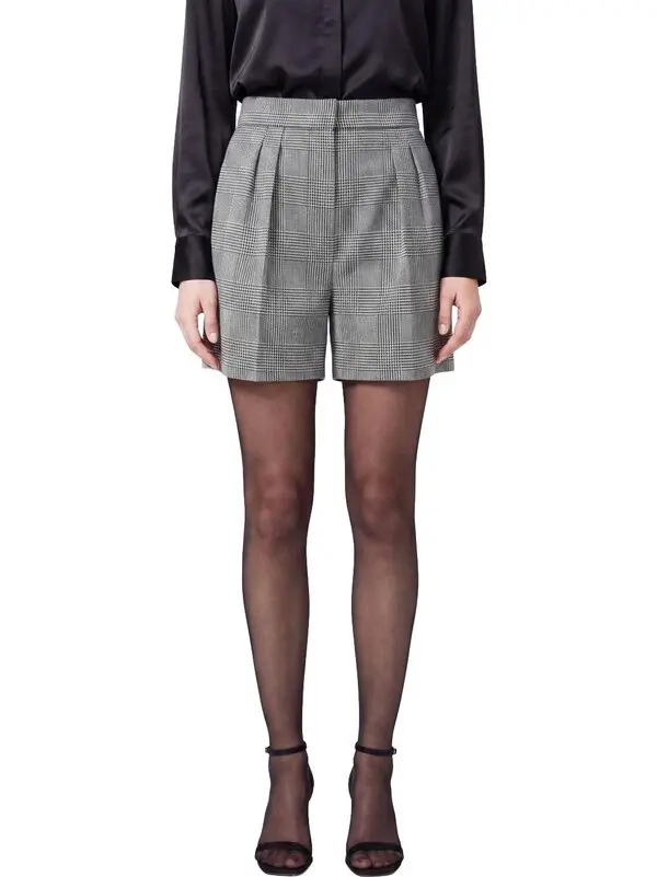 Max Mara Tailored Prince Of Wales Check Shorts In Pure Virgin Wool - Blue