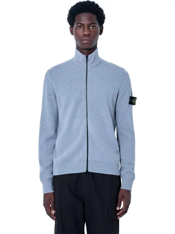 Stone Island Zip-up Knit Sweater - Gray